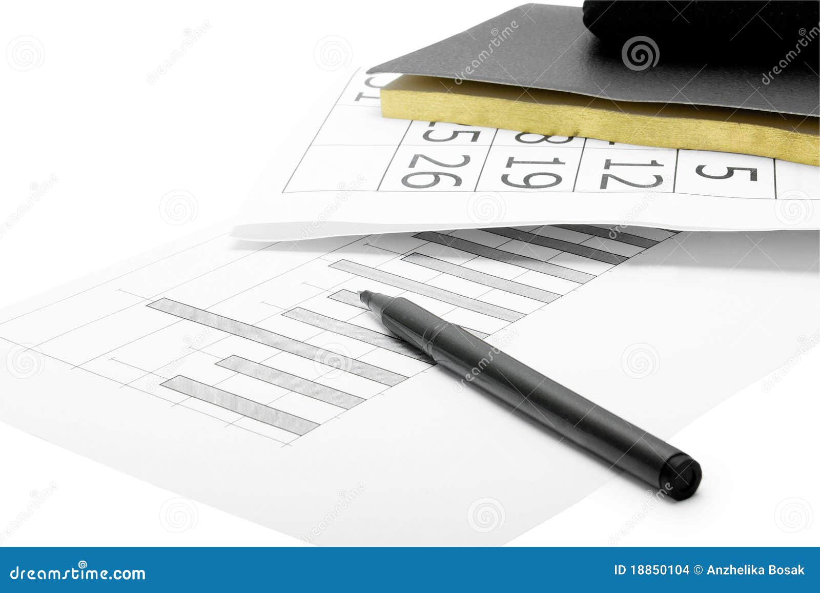 A Pen, Notebook and Financial Statement Stock Photo - Image of ...