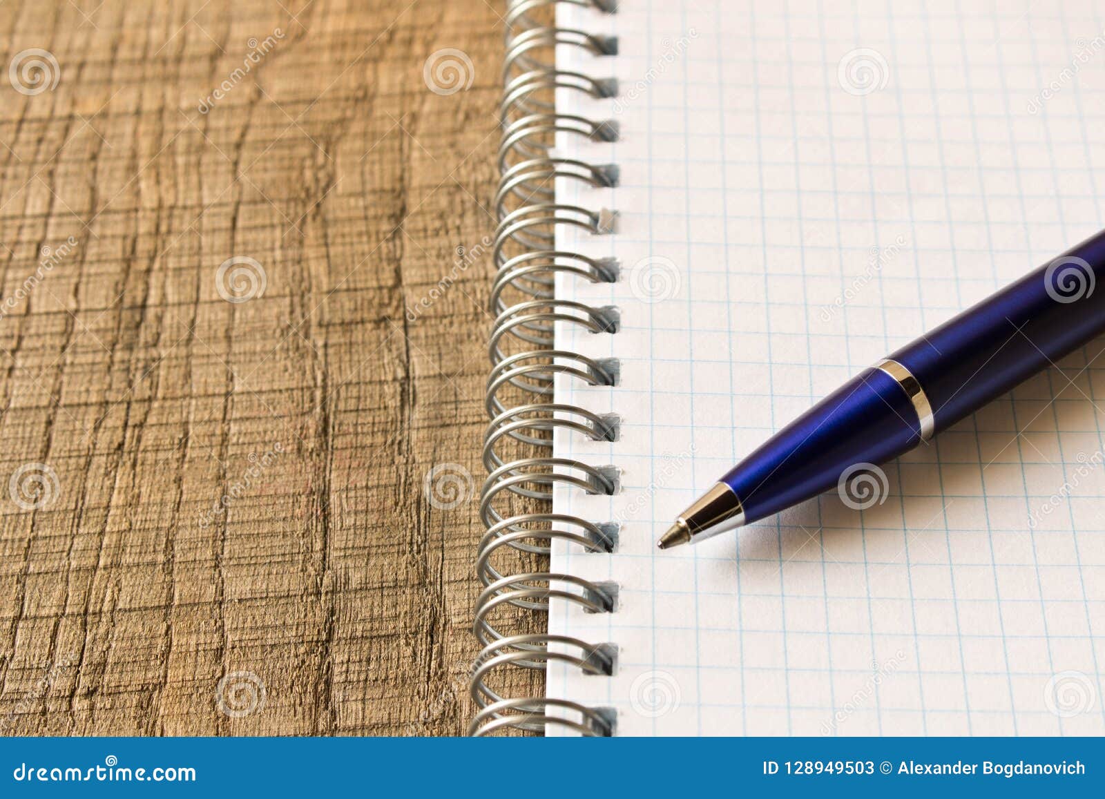 Pen with Notebook on Wooden Table . Close Up Stock Image - Image of ...