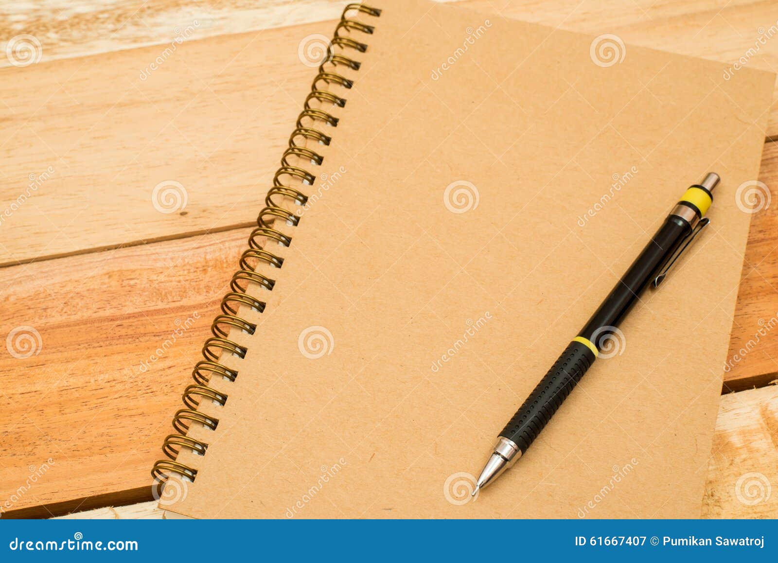 Pen and Notebook on Wooden Table. Top View Stock Image - Image of table ...