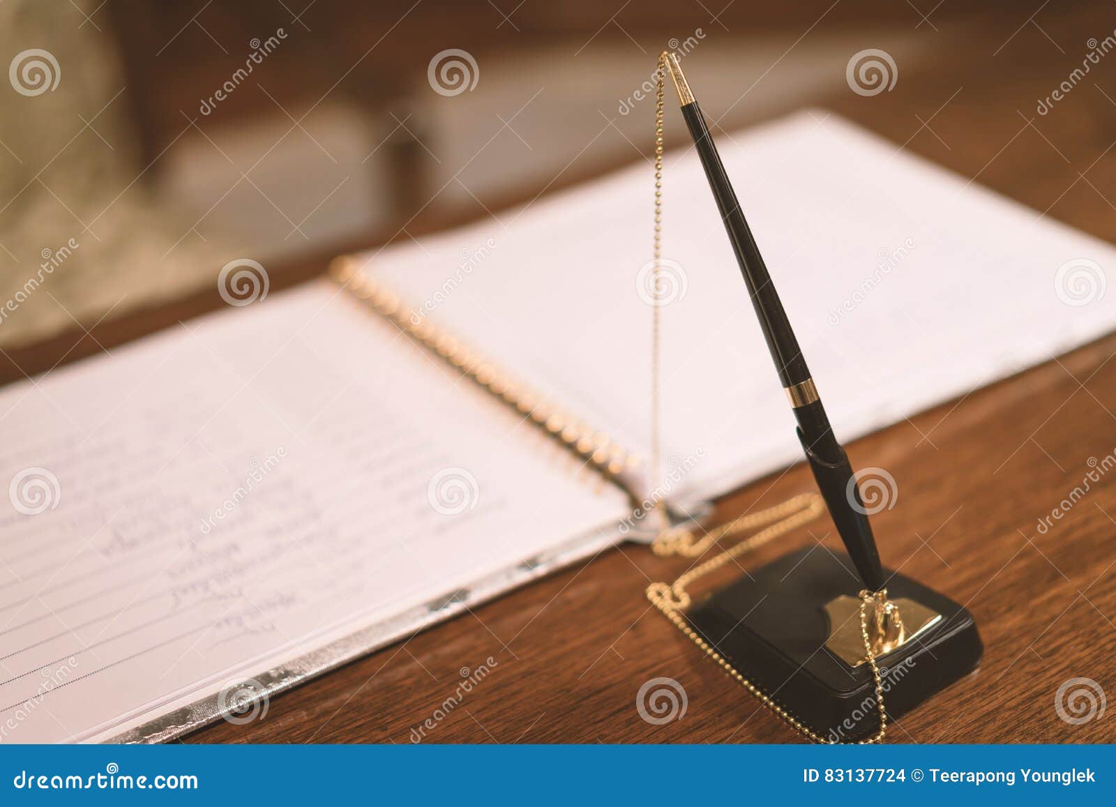 Pen and Notebook on a Wooden Table. Stock Photo - Image of antique ...