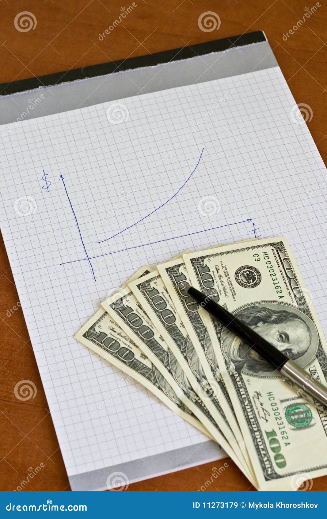Pen and notepad with money stock image. Image of notepad - 11273179