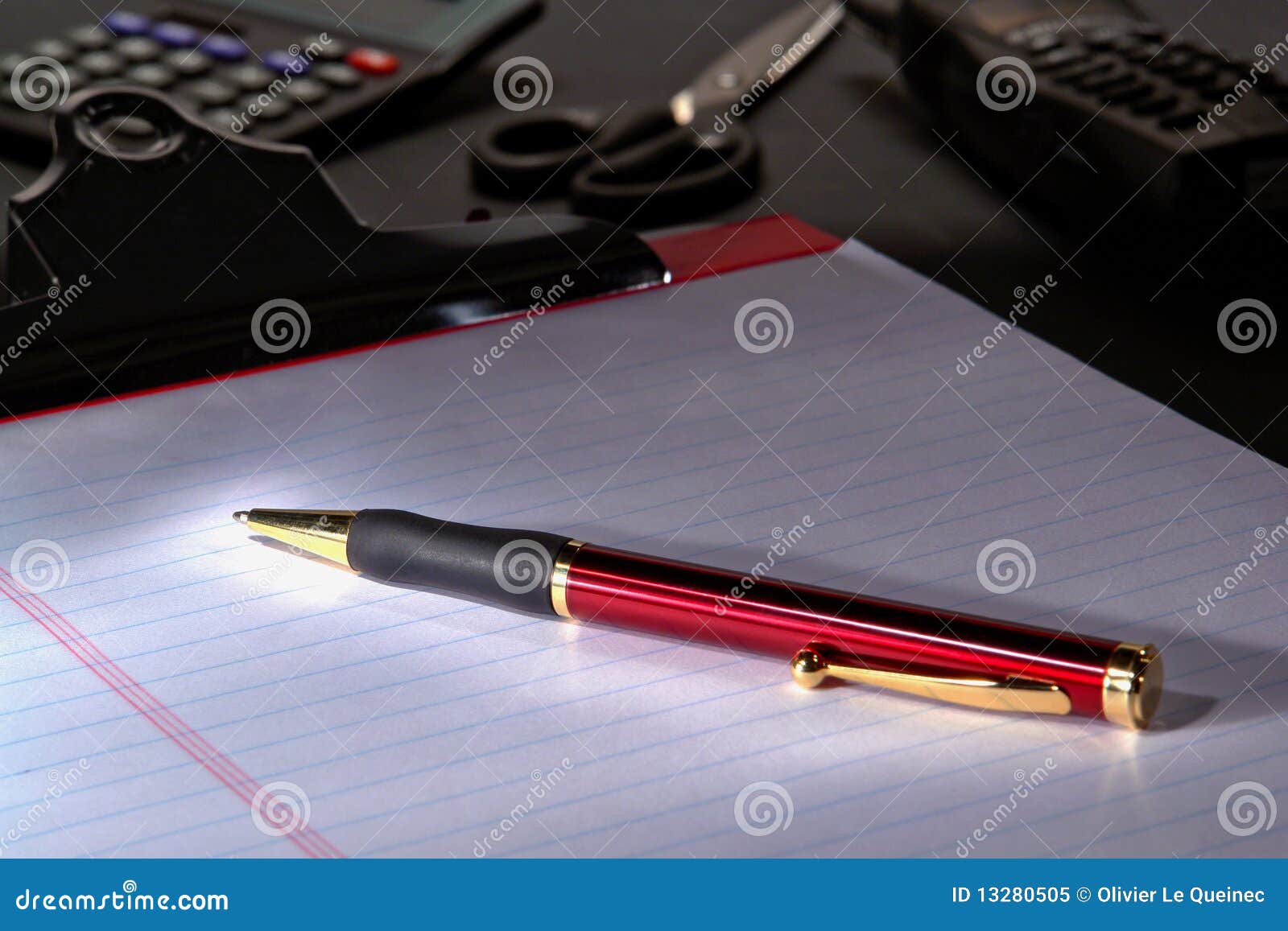 Pen on Notepad Paper Sheet stock image. Image of paper - 13280505