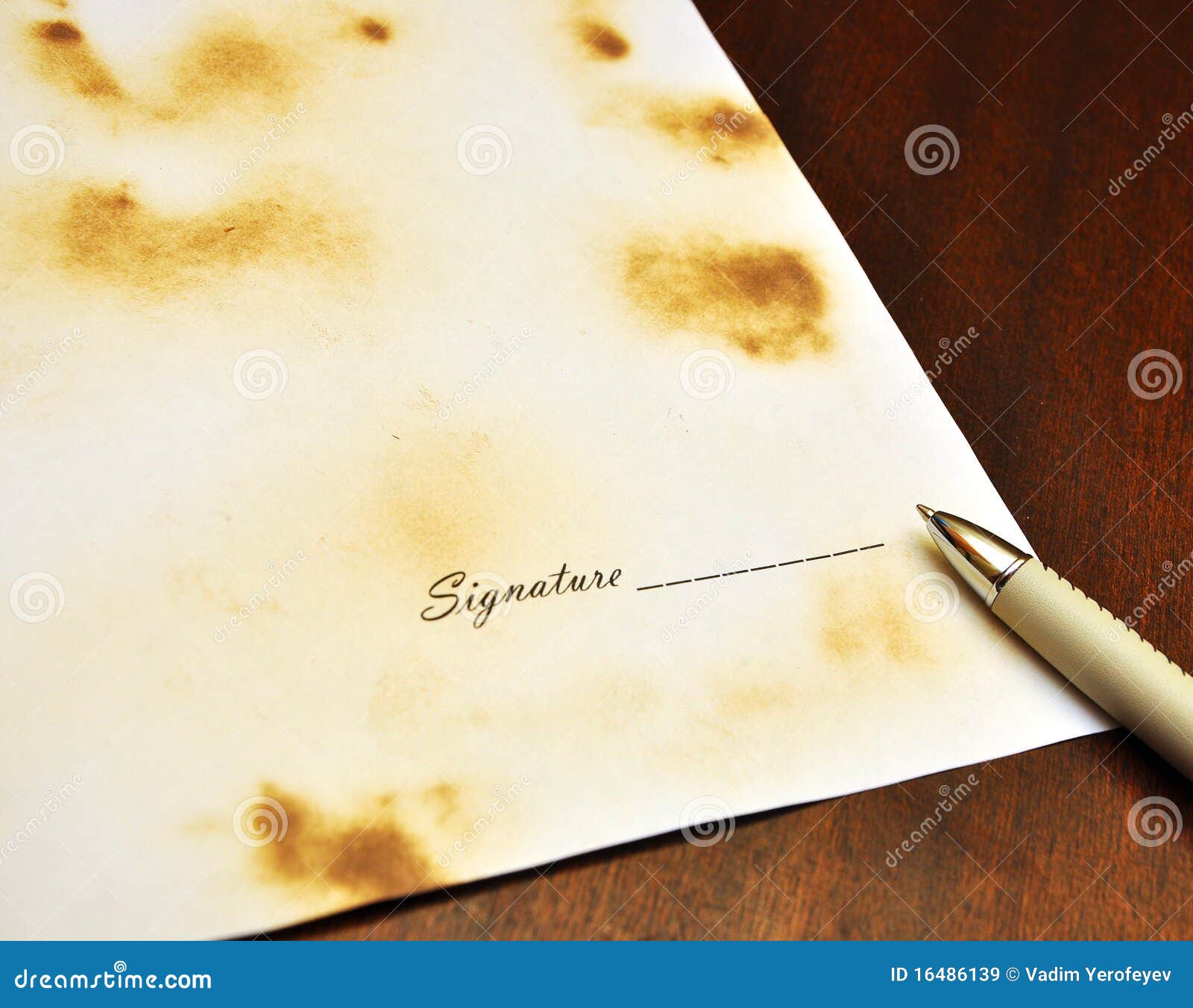 Pen and Old Paper for Signature Stock Image - Image of abstract, dirty ...