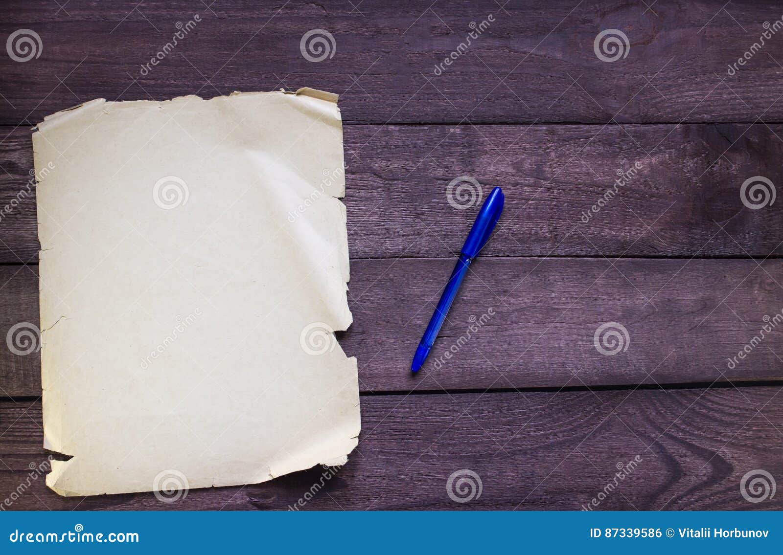 Pen with Old Paper on Wooden Background Stock Photo - Image of ...