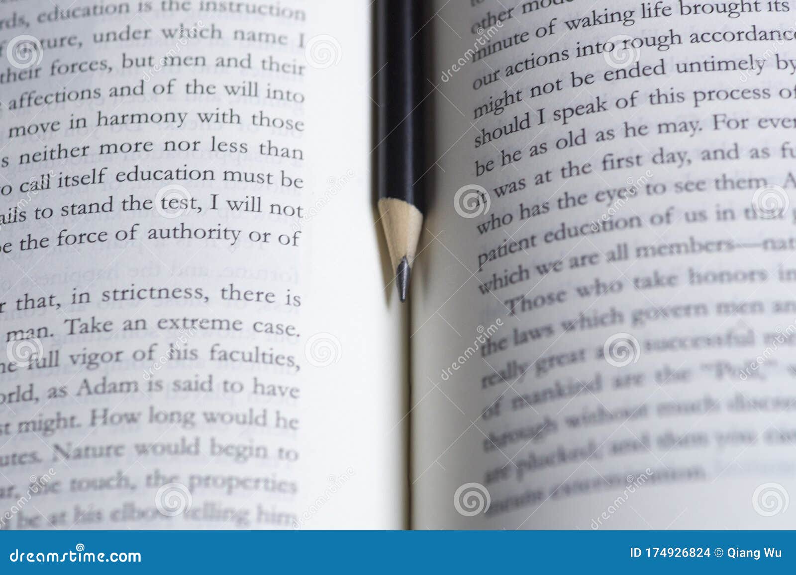 A pen on the open book stock photo. Image of philosophy - 174926824