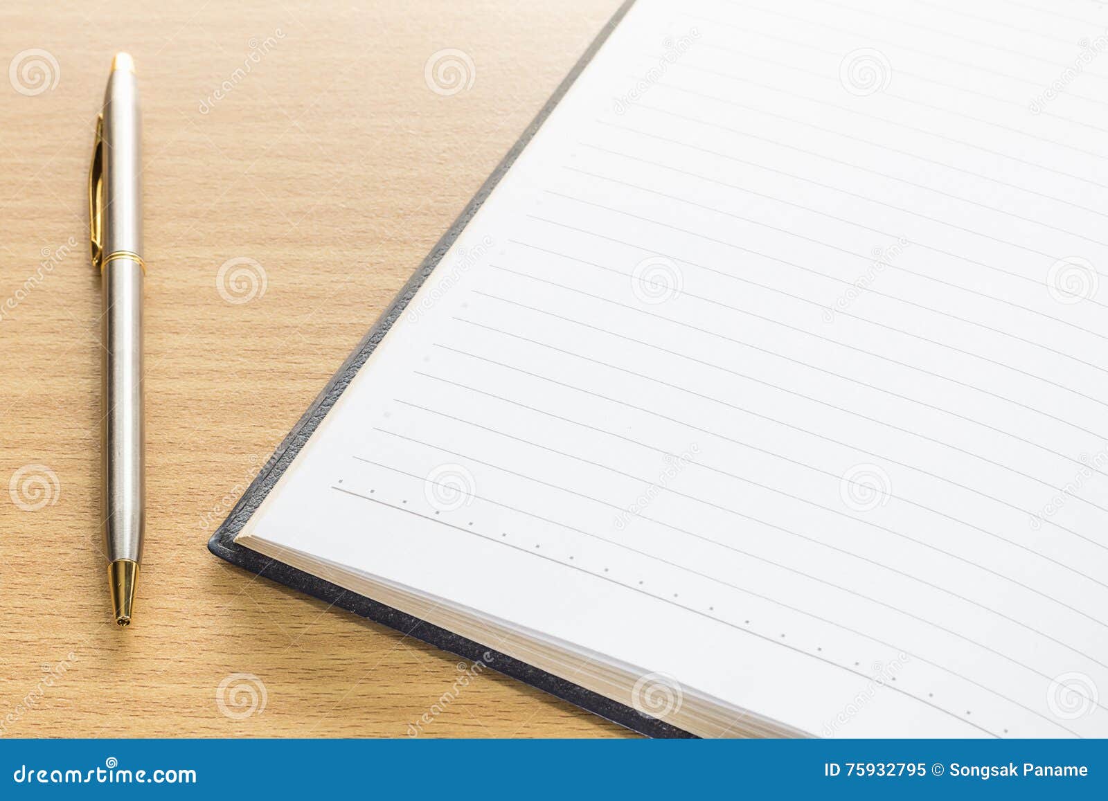 Pen and Open Note Book with Blank Page Stock Image - Image of notebook ...