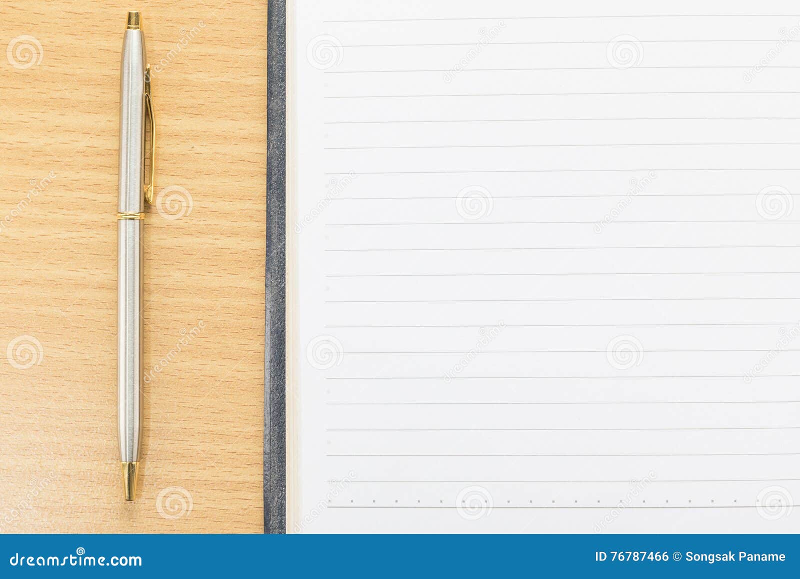 Pen and Open Notebook with Blank Page Stock Photo - Image of clean ...
