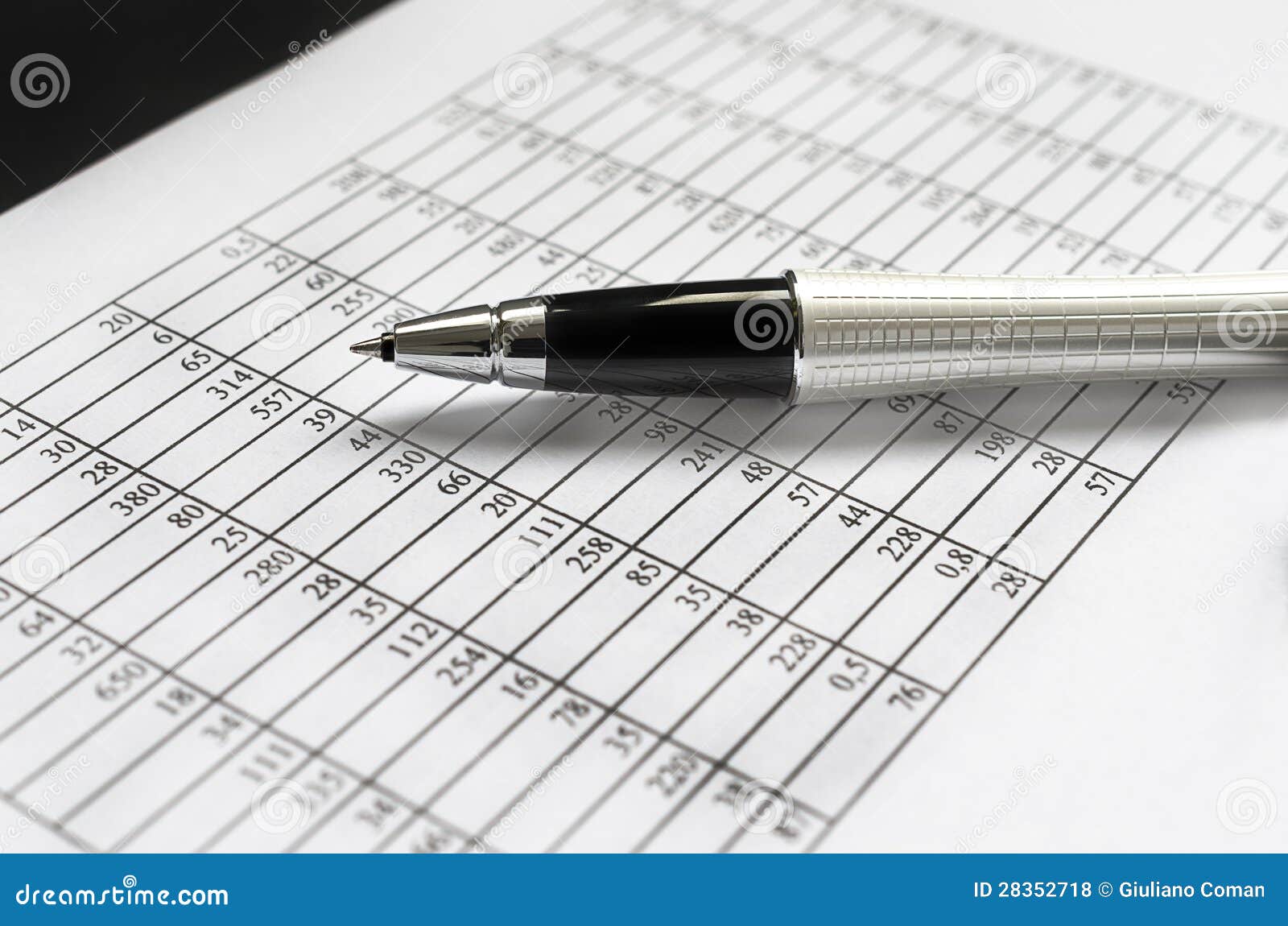 Pen over data sheet stock photo. Image of desk, average - 28352718
