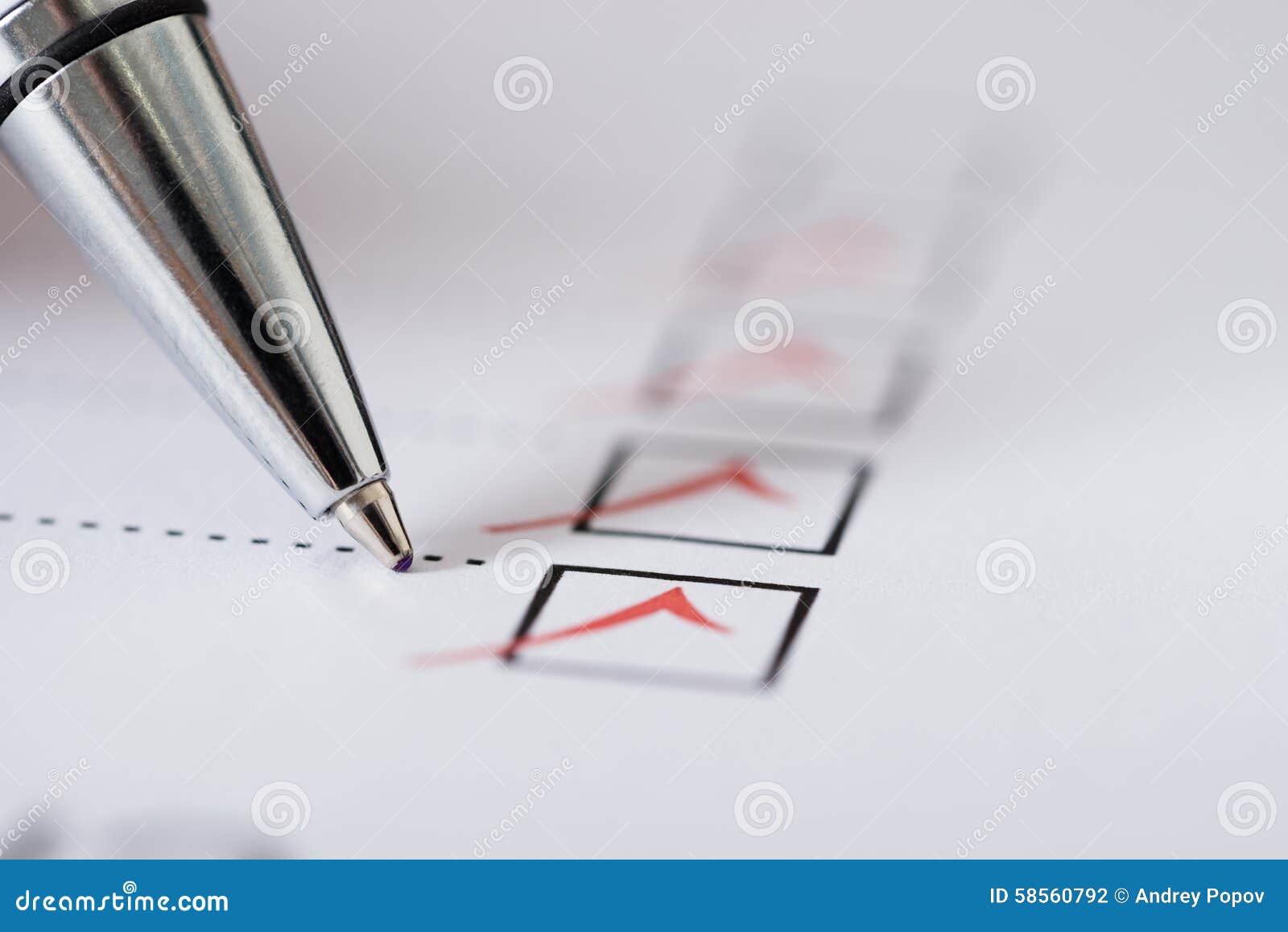 Pen Over Filled Checkboxes stock photo. Image of choice - 58560792