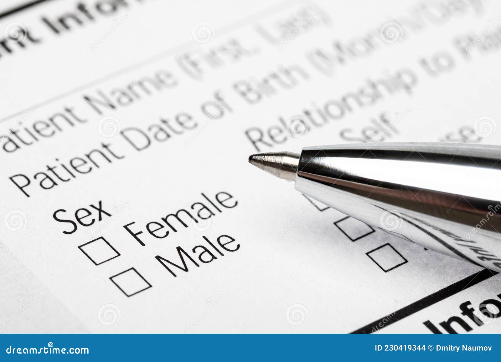 Pen Over Gender Option Checkboxes in a Form Stock Photo - Image of ...