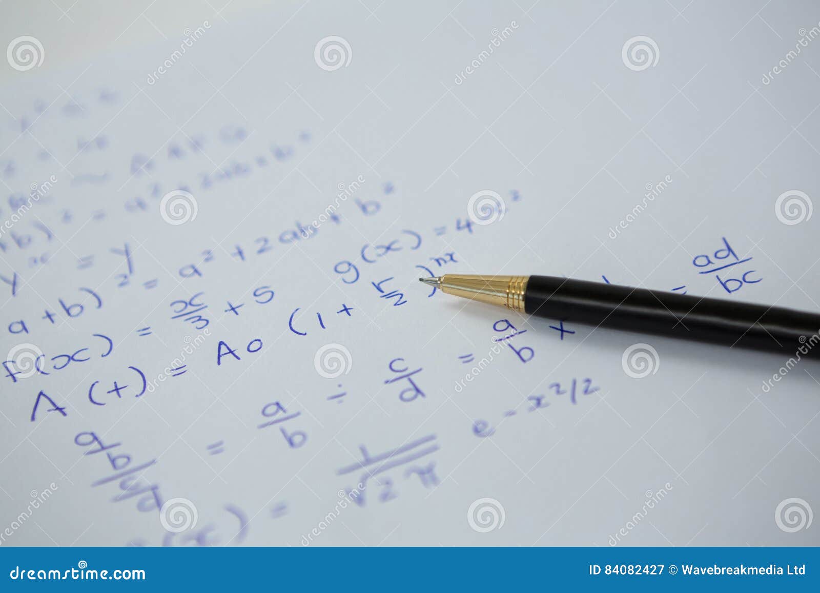 Pen Over a Sheet of Paper with Maths Formulas Stock Image - Image of ...