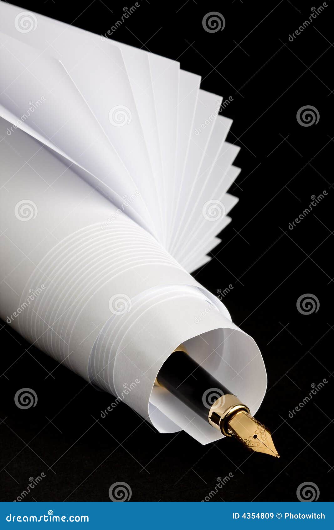 Pen and paper stock image. Image of desk, golden, writer - 4354809