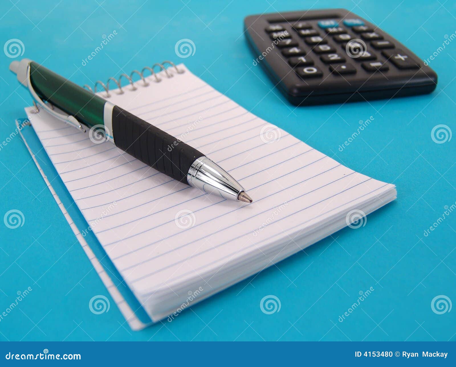Pen and Paper with Calculator Stock Photo - Image of office, notebook ...