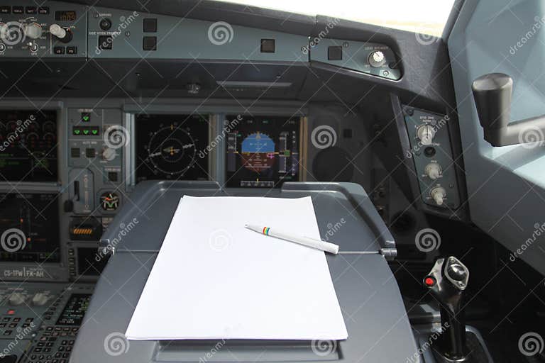 Pen and paper in cockpit stock image. Image of jumbo - 13669719