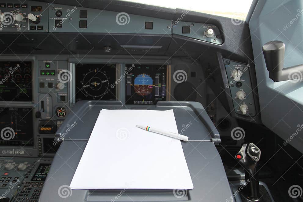 Pen and paper in cockpit stock image. Image of jumbo - 13669719