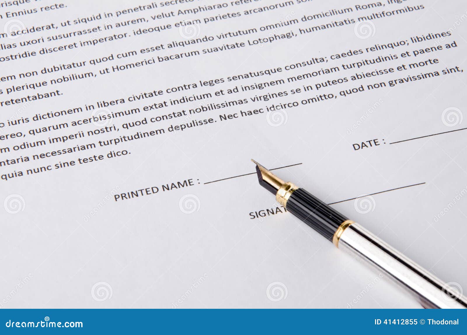 Pen on a paper to sign stock image. Image of paperwork - 41412855