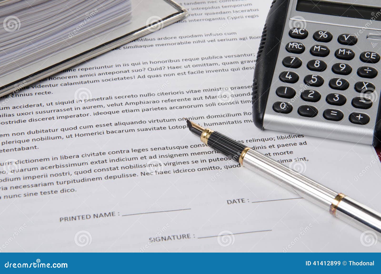 Pen on a paper to sign stock image. Image of write, paper - 41412899