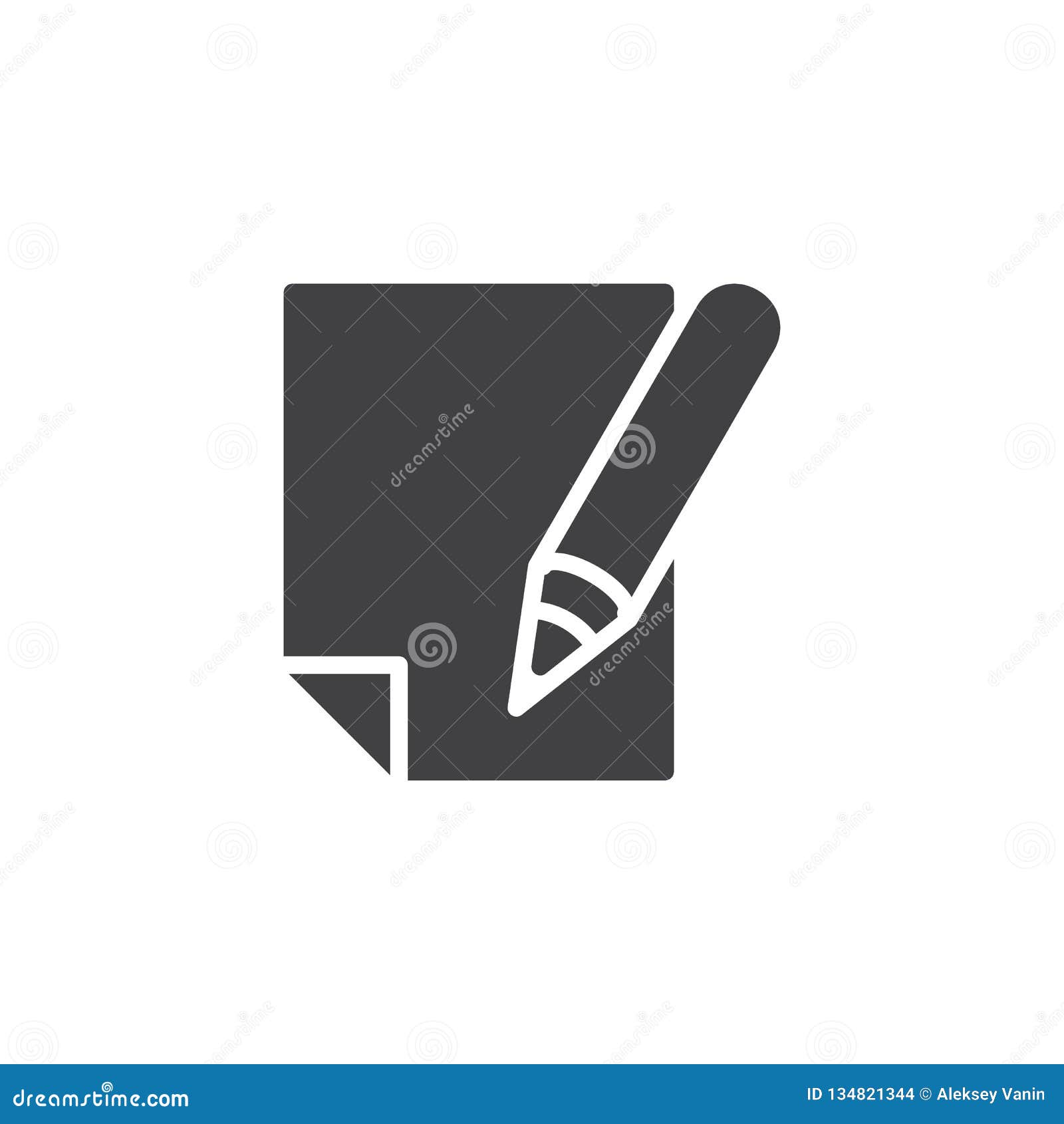 Pen and paper vector icon stock vector. Illustration of notepad - 134821344