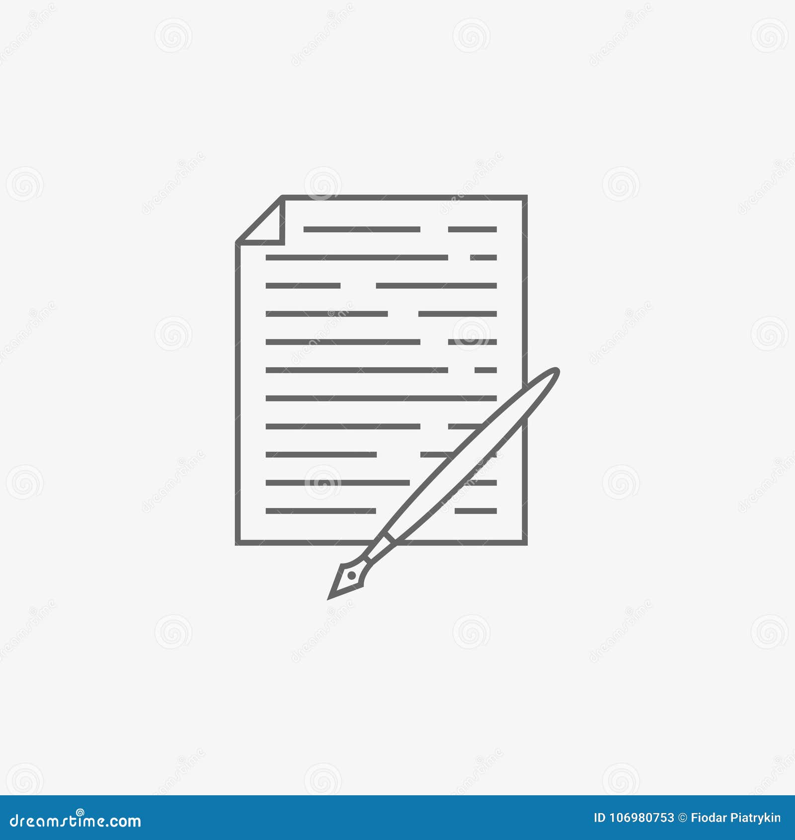 Pen with paper vector icon stock vector. Illustration of object - 106980753