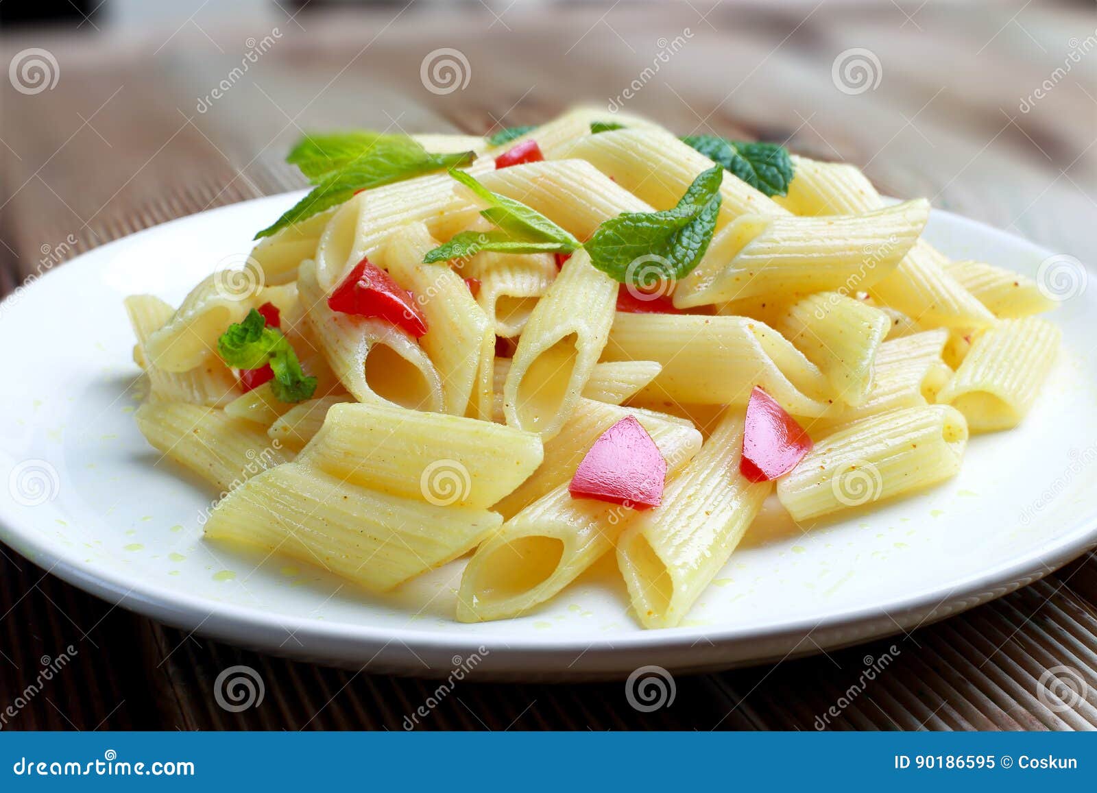 Pen pasta stock image. Image of tomato, plate, pasta - 90186595