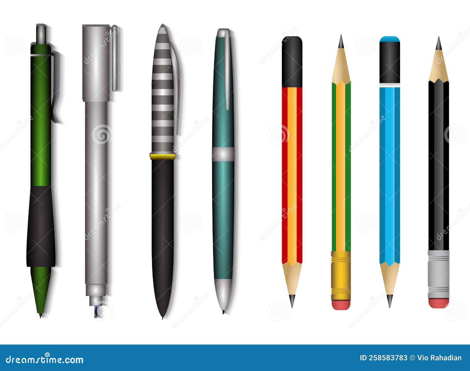 Pen and Pencils for School and Office Supplies Isolated Stock ...