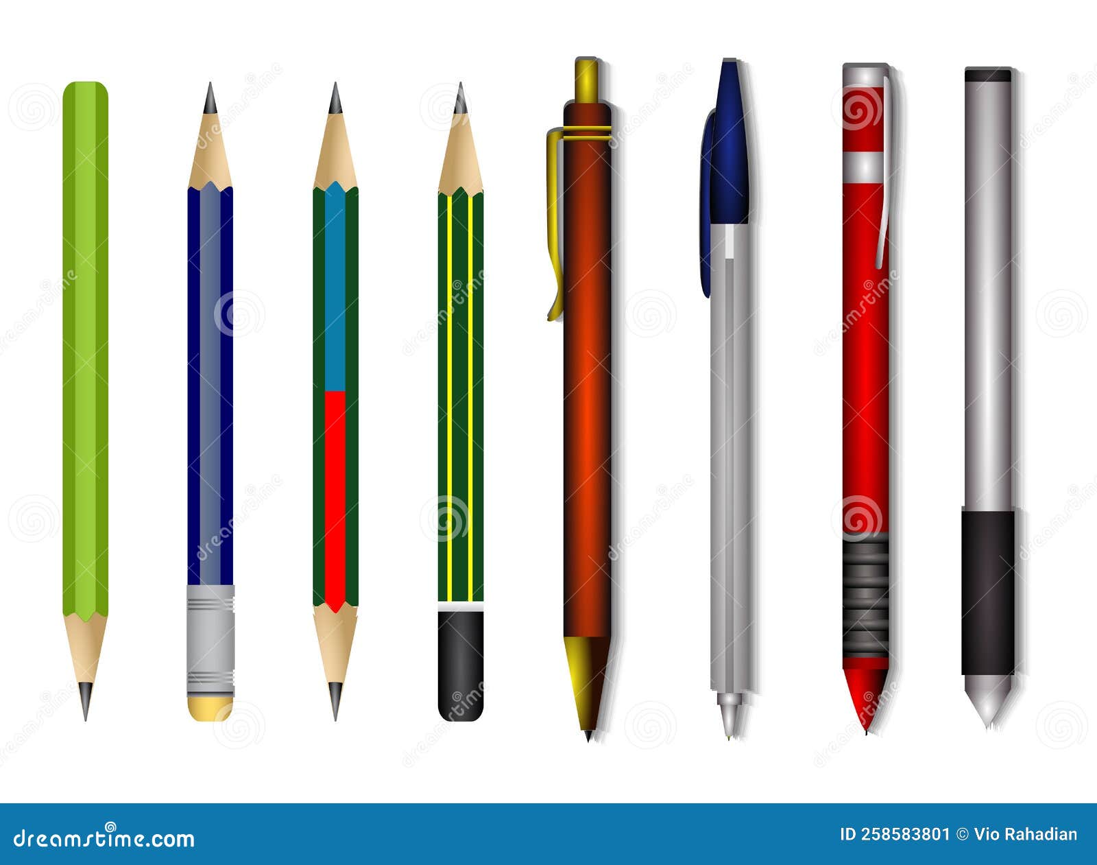 Pen and Pencils for School and Office Supplies Isolated Stock Image ...