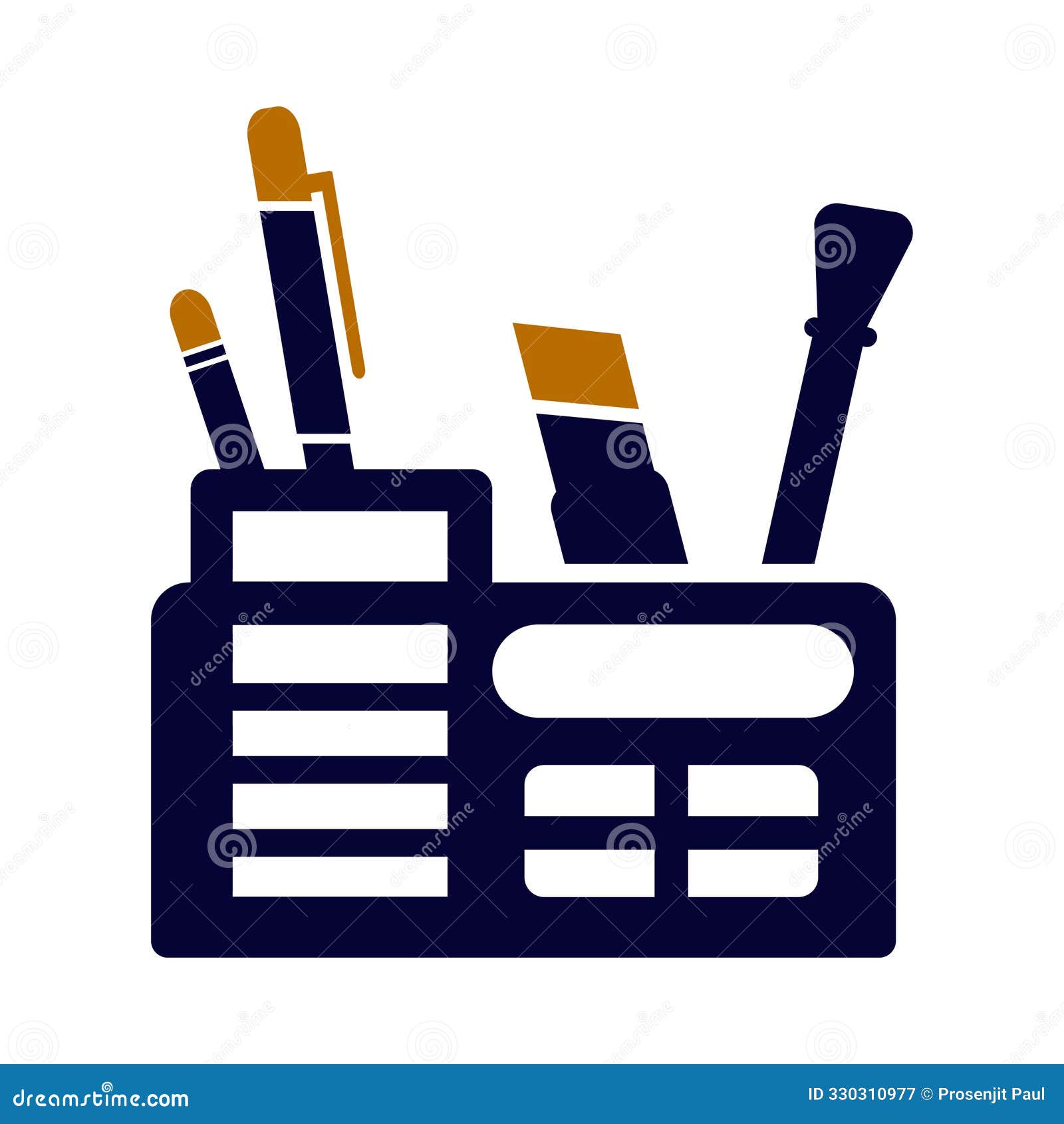 Pen, Pencil, Holder, Ruler, Scale, Pen Holder Icon Stock Vector ...