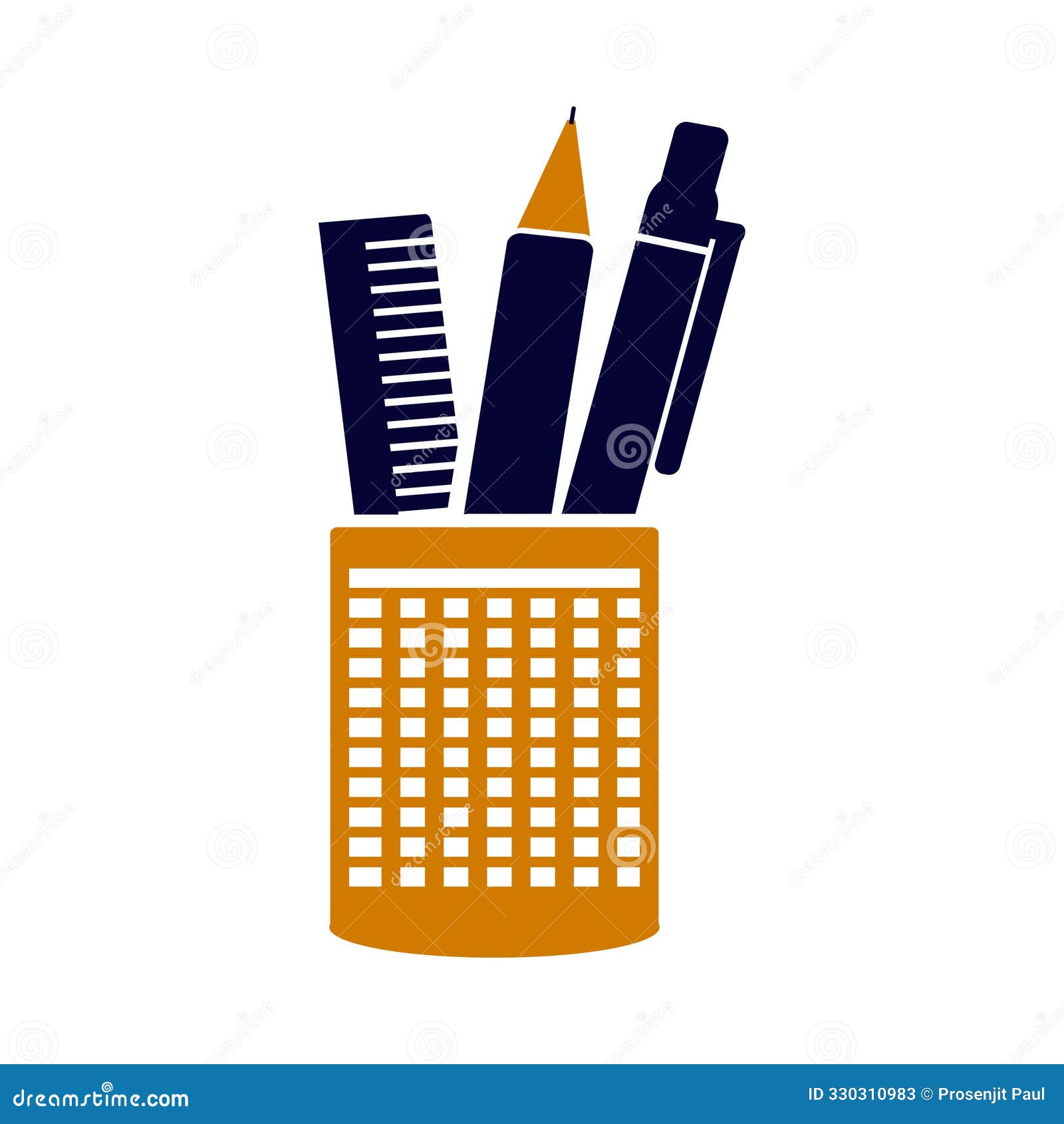 Pen, Pencil, Holder, Ruler, Scale, Pen Holder Icon Stock Illustration ...