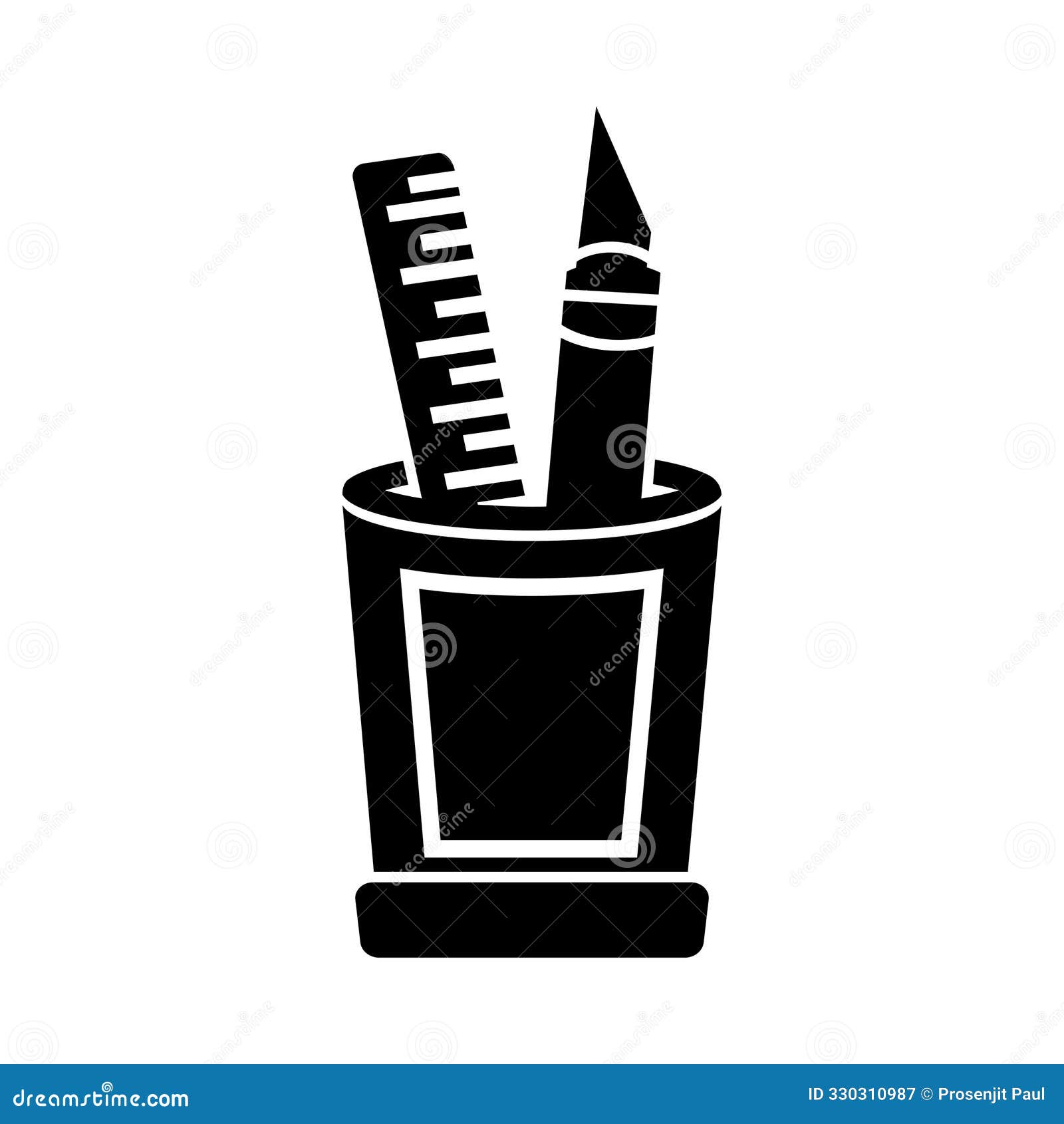 Pen, Pencil, Holder, Ruler, Scale, Pen Holder Icon Stock Illustration ...