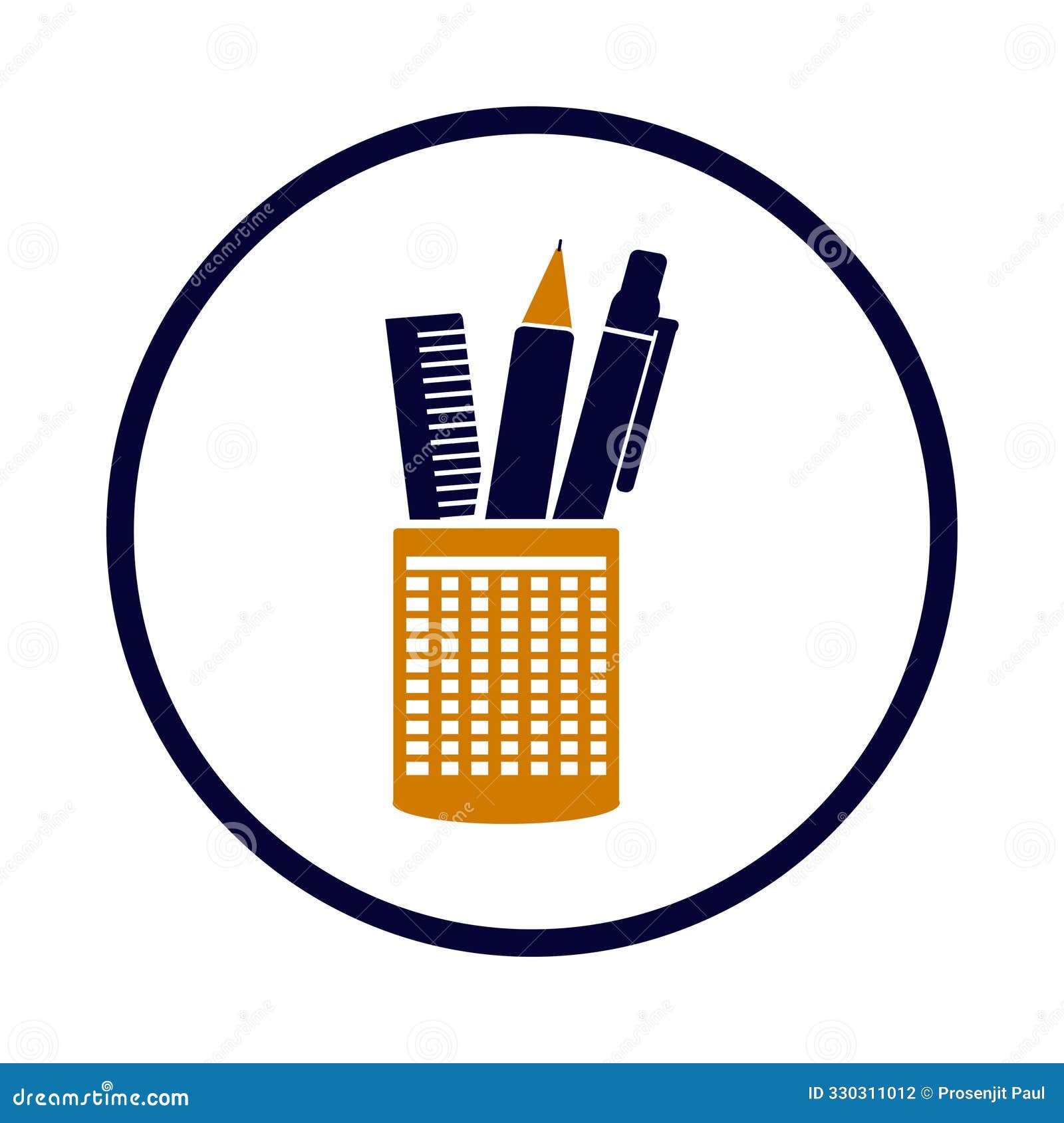 Pen, Pencil, Holder, Ruler, Scale, Pen Holder Icon Stock Vector ...