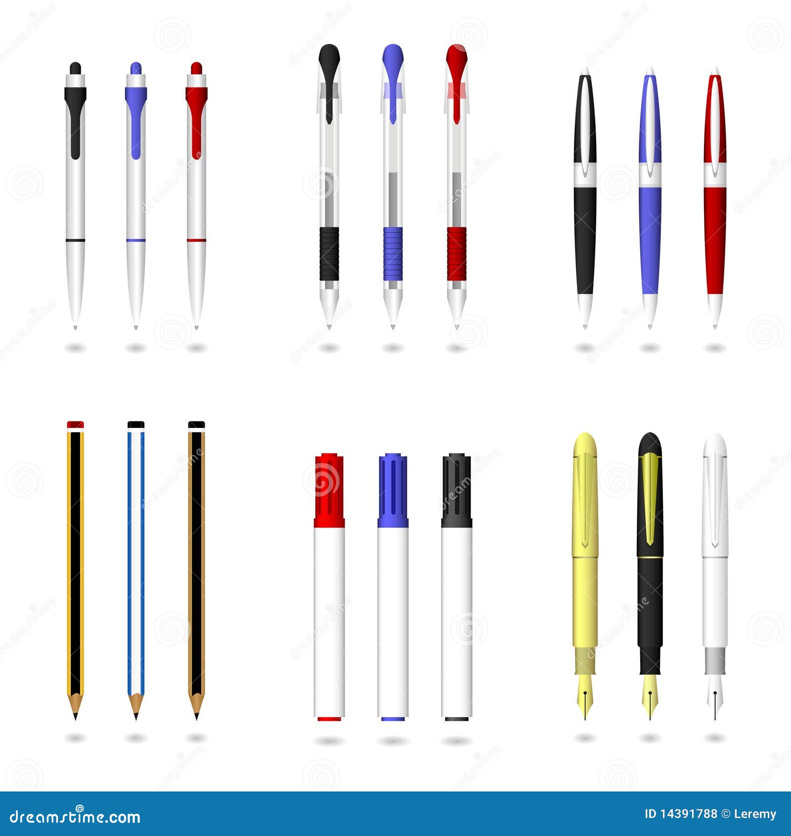 Pen, Pencil, and Marker stock vector. Illustration of ball - 14391788