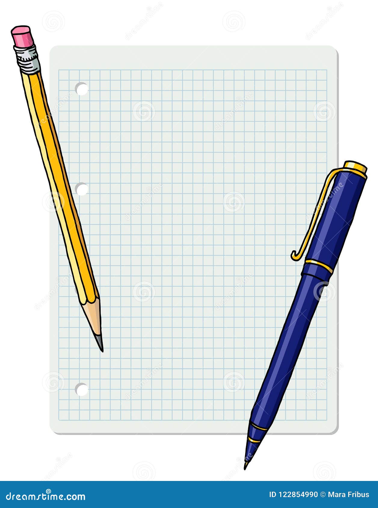 Pen and Pencil Over Notepad Sheet Frame Stock Vector - Illustration of ...