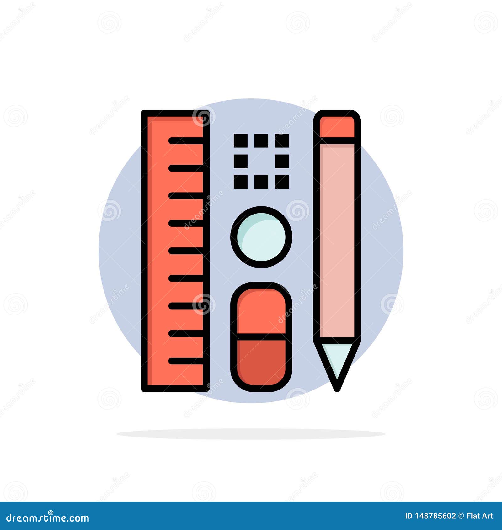 Pen, Pencil, Scale, Education Abstract Circle Background Flat Color ...