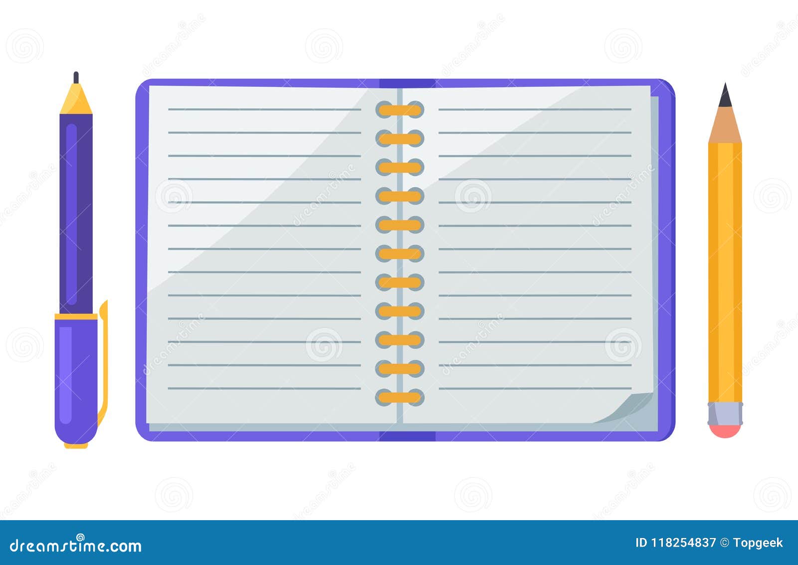 Open Notebook With Pencil Clipart