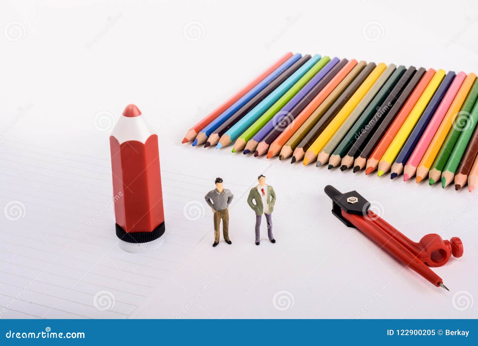 Pen, Pencils, Compass and Two Figurine Stock Image - Image of teaching ...