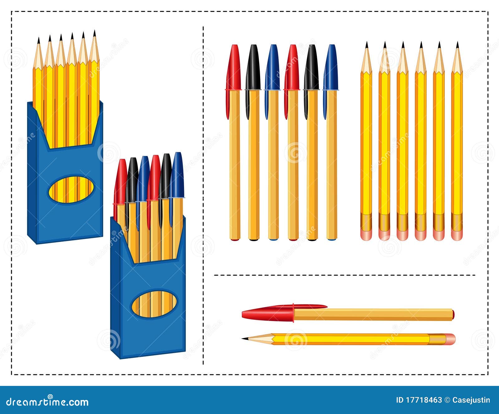 Pen and Pencils Set stock vector. Illustration of ball - 17718463