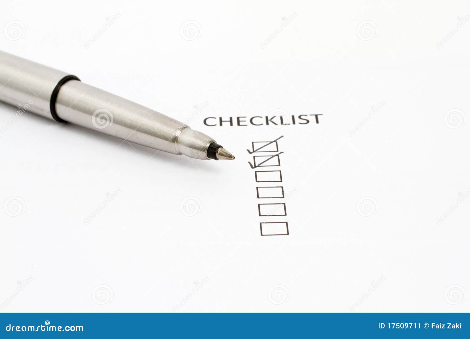 Pen Pointing at Checklist Box Stock Image - Image of perfection ...