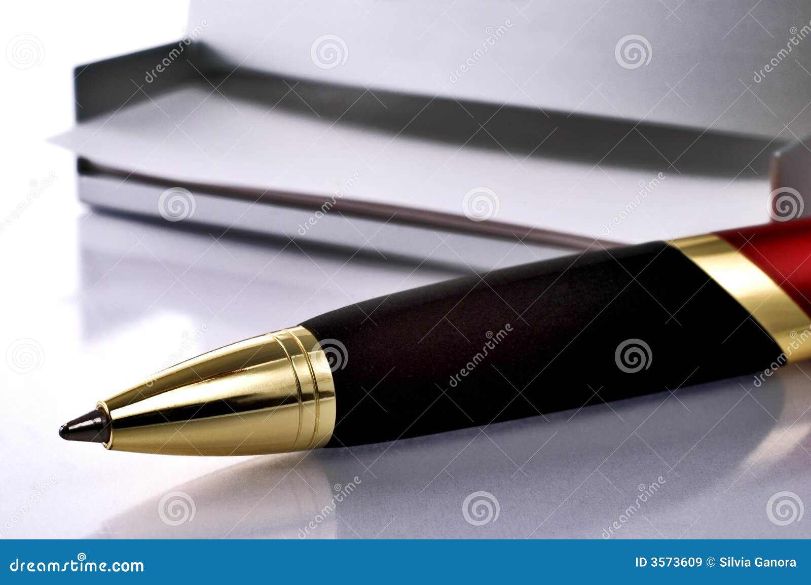 Pen and post-it box stock image. Image of office, paper - 3573609