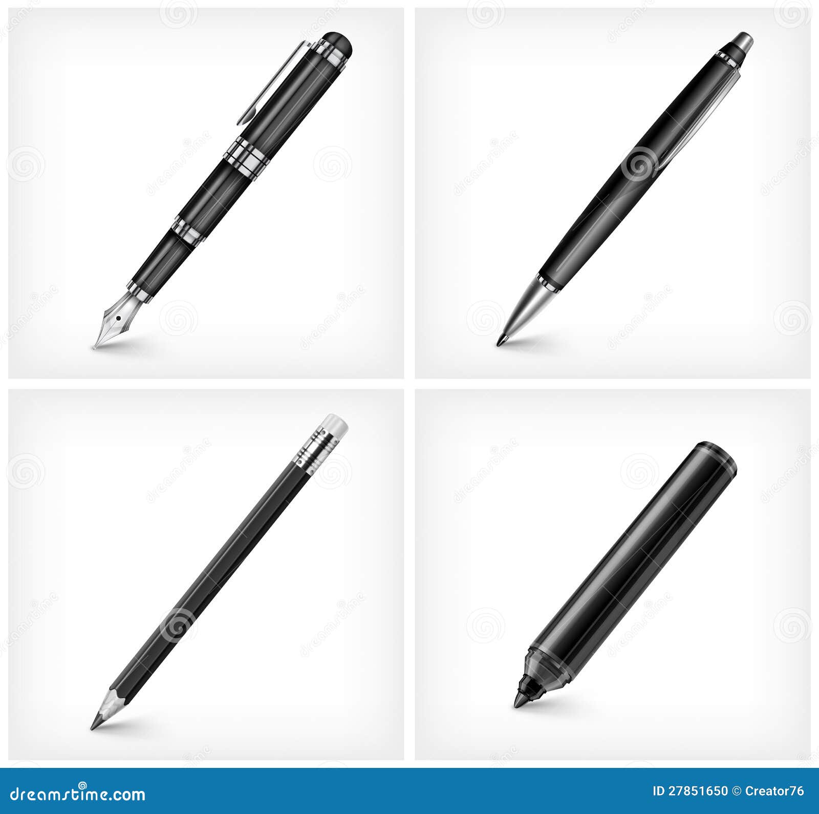Pen, Potlood, Highlighter & Vulpen Vector Illustratie - Illustration of ...