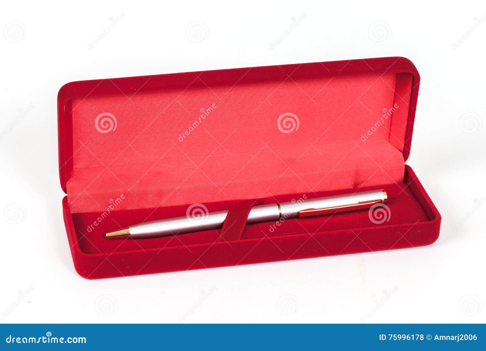 Pen in red box cover stock photo. Image of gift, wealth - 75996178