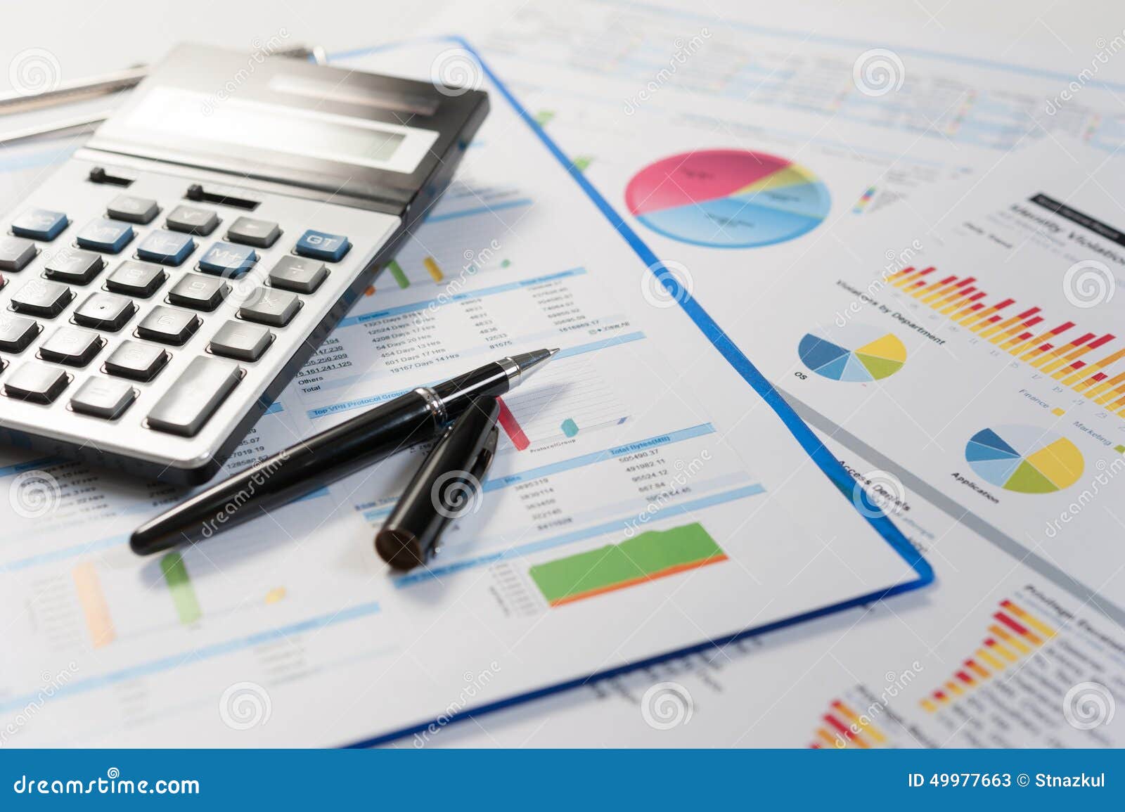 Pen and report paper stock image. Image of hand, management - 49977663