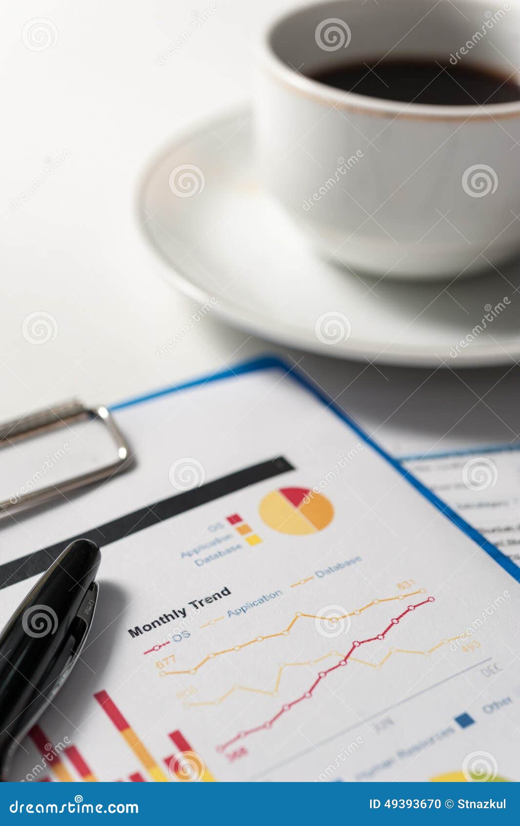 Pen and Report Paper, Business Conceptual Stock Photo - Image of gains ...