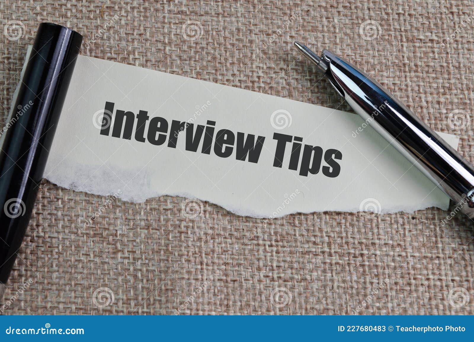 Pen and Ripped Paper Written with Text INTERVIEW TIPS Stock Image ...