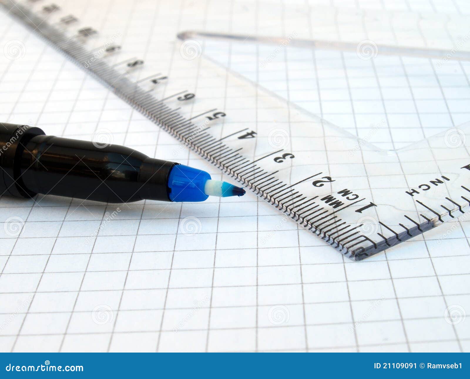 Pen, ruler and notebook stock image. Image of notepad - 21109091