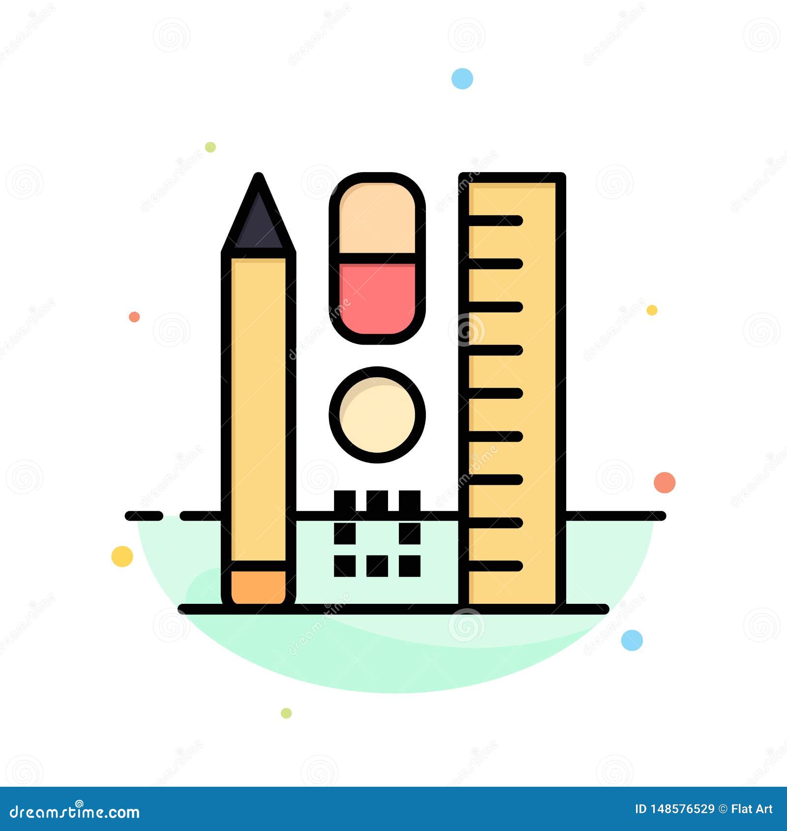 Pen, Scale, Education, Online Abstract Flat Color Icon Template Stock ...