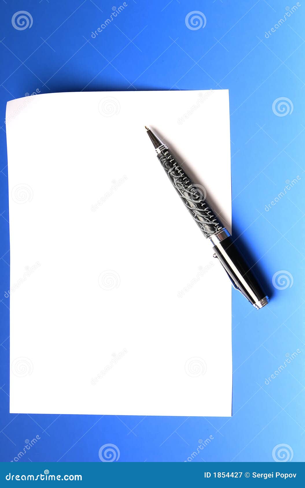 Pen and Sheet of White Paper Stock Image - Image of business, diary ...