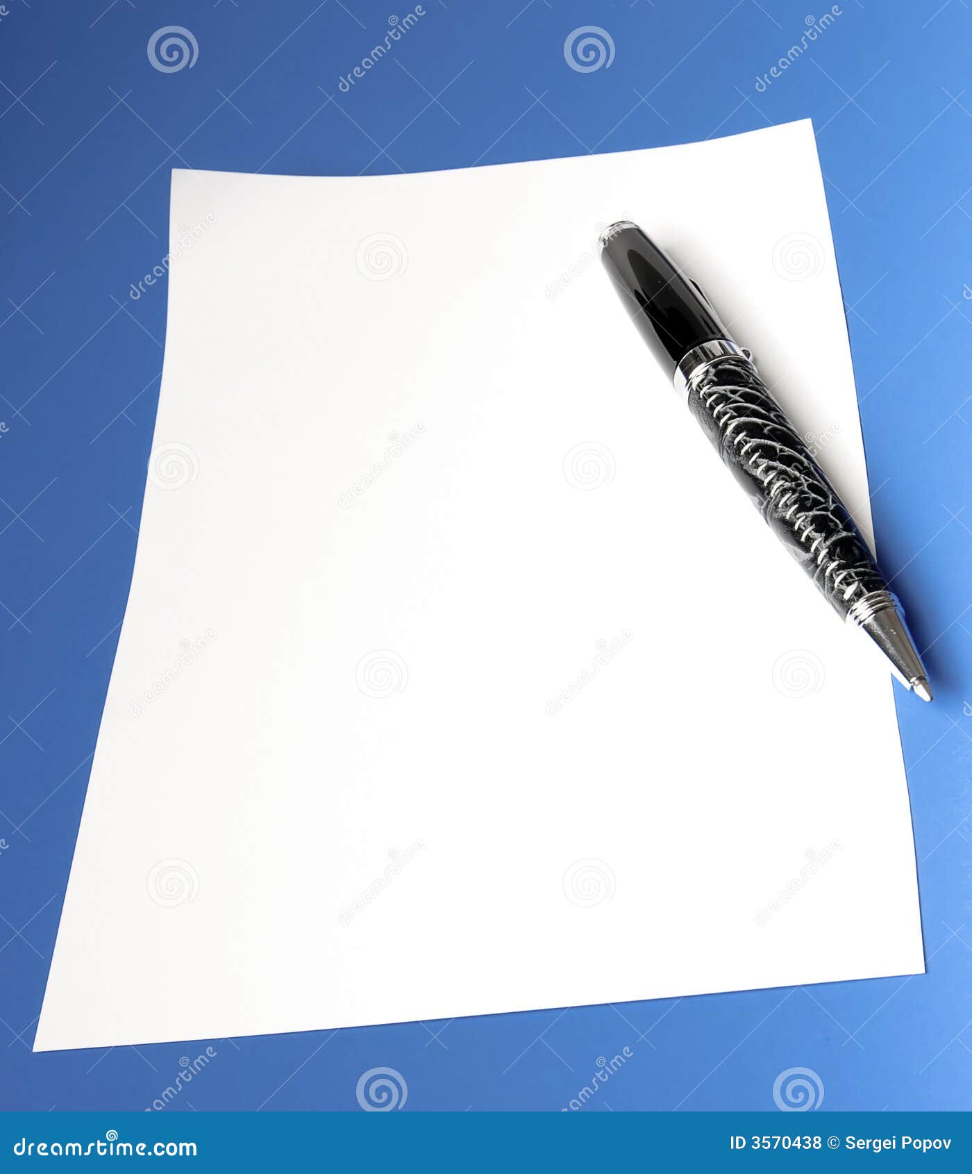 Pen and Sheet of White Paper Stock Photo - Image of desk, advice: 3570438