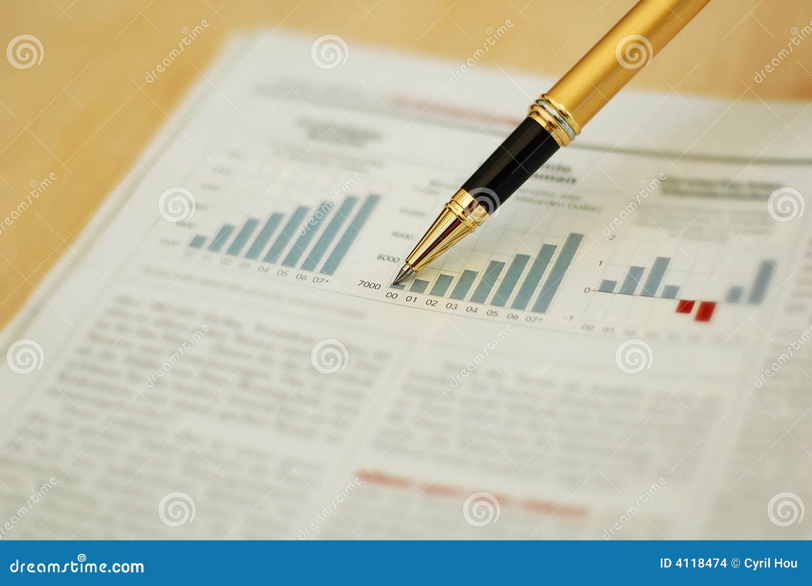 Pen Showing Diagram on Financial Report Stock Photo - Image of ...