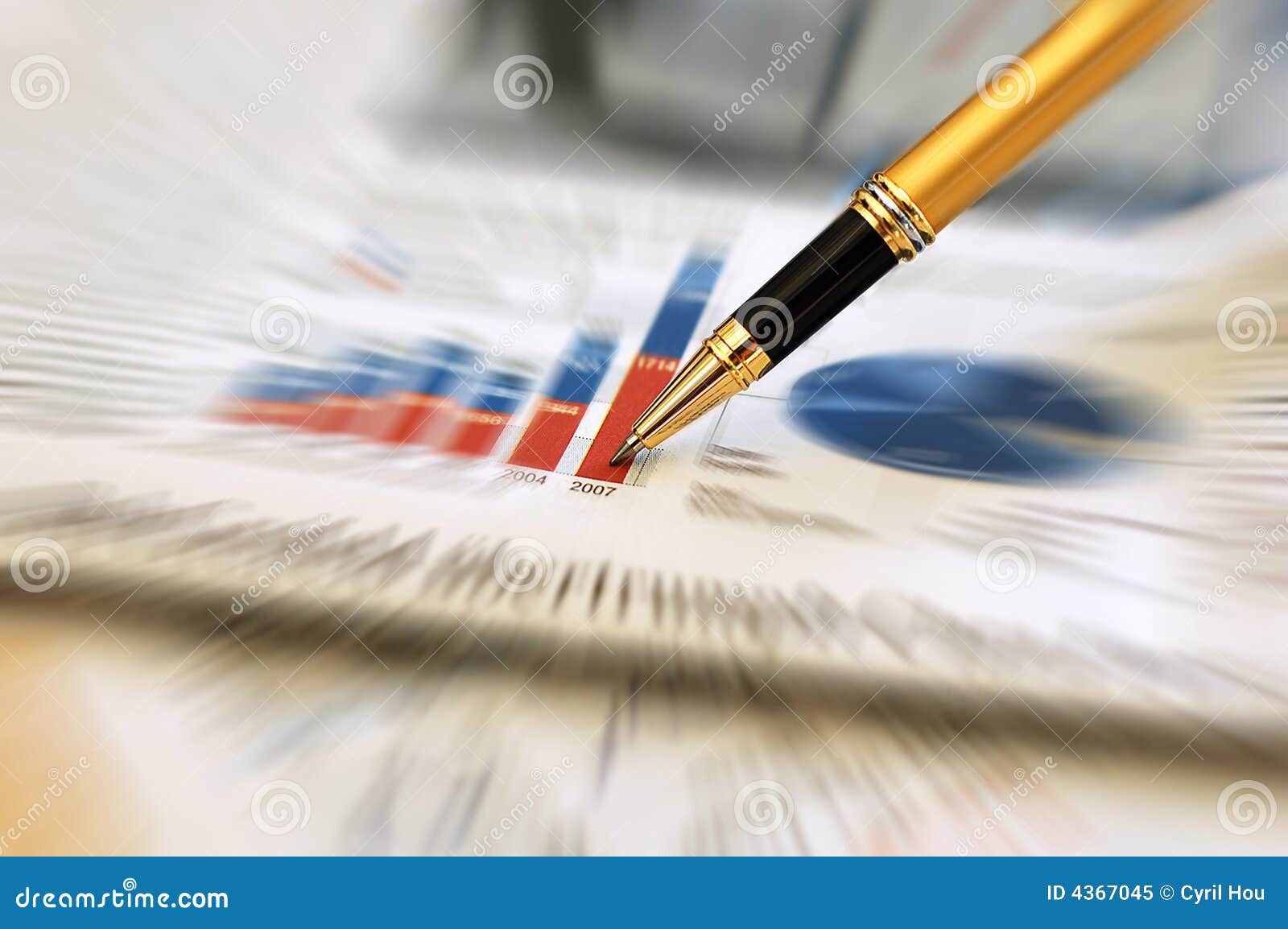 Pen Showing Diagram on Financial Report Stock Image - Image of finance ...