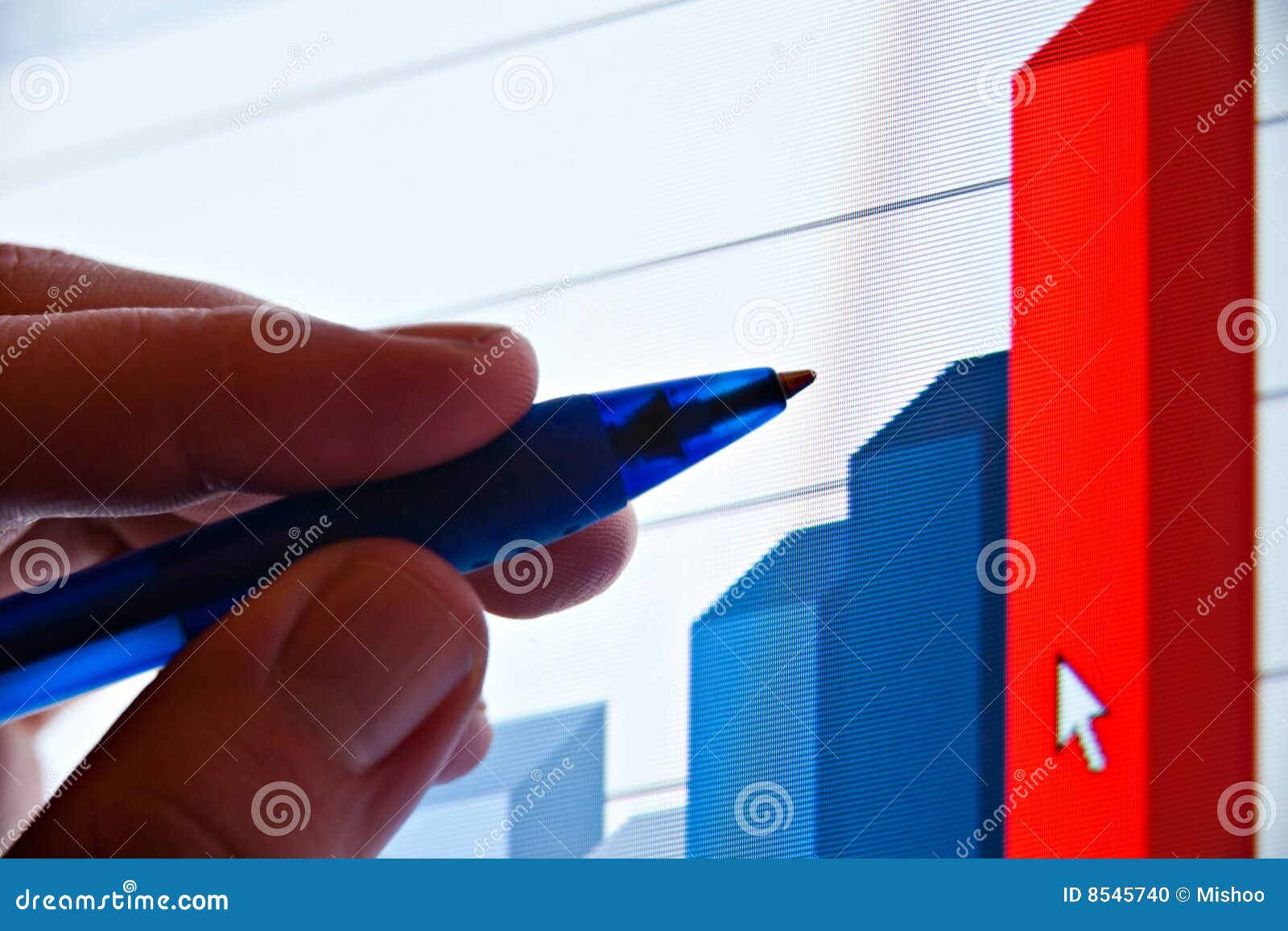 Pen Showing Financial Graph Stock Photo - Image of computer, money: 8545740